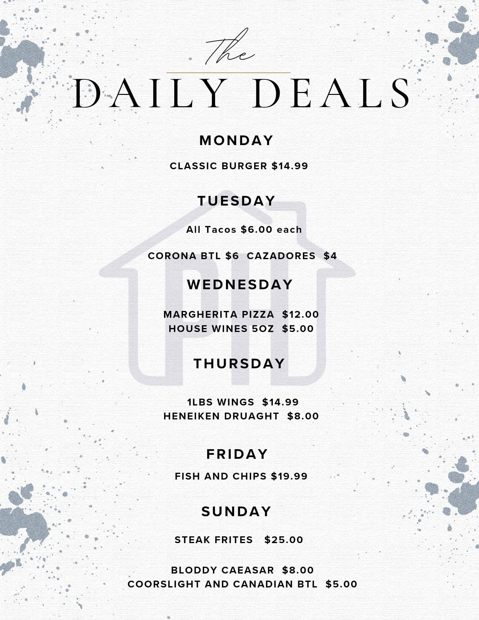 Food and Drink Menu | The Port House Social Bar + Kitchen