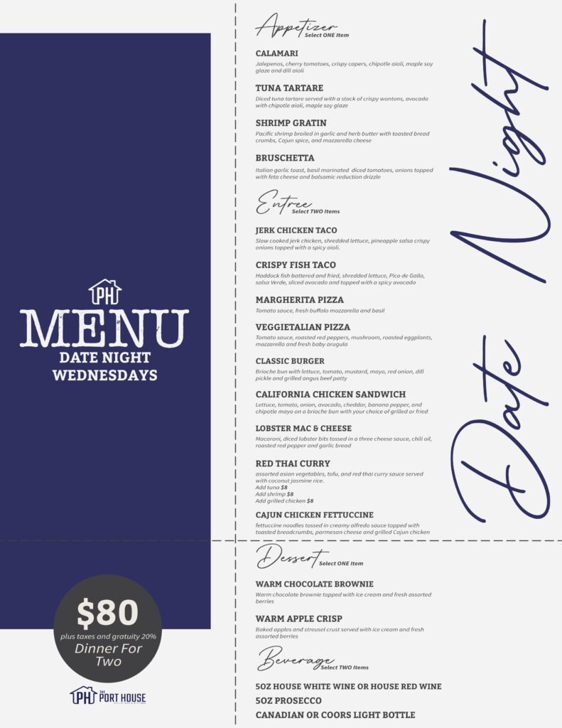 Food and Drink Menu | The Port House Social Bar + Kitchen
